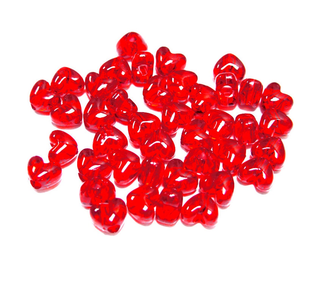 Ruby Red Heart Beads 100pc Vertical Hole Jolly Store Crafts Pony Beads ...
