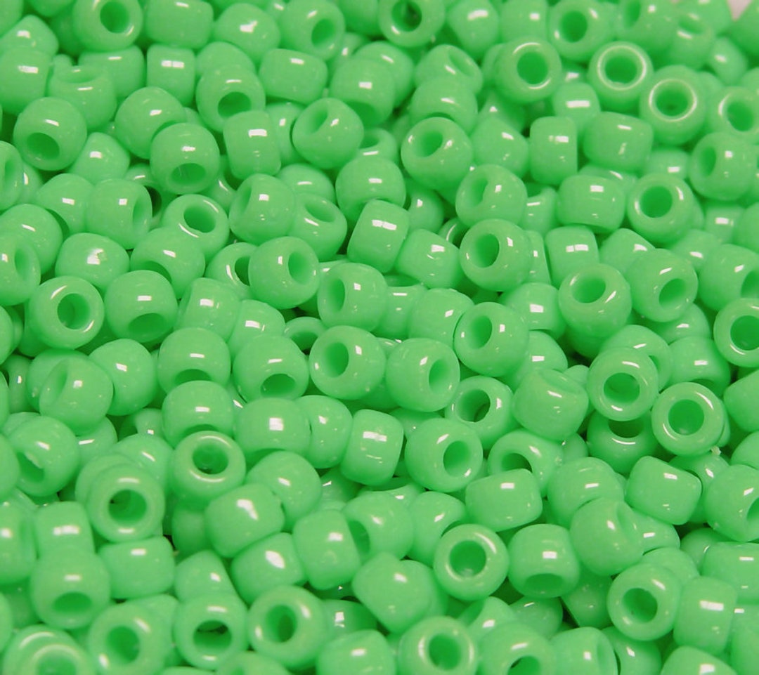 500pc Lime Green 9x6mm Pony Beads for School Crafts Hair Decor Kandi ...
