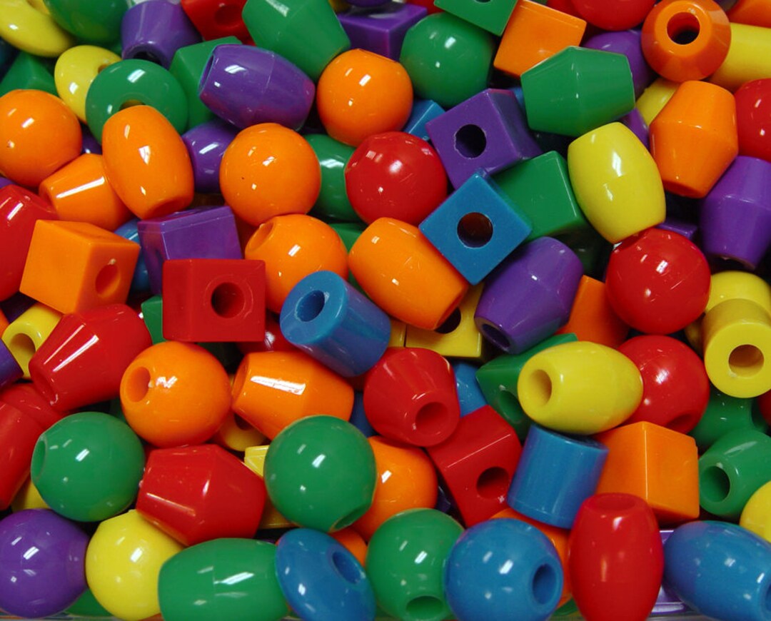 Jumbo 25mm Shapes Pony Beads Multi Colors Made USA Bird Toys Kid School ...
