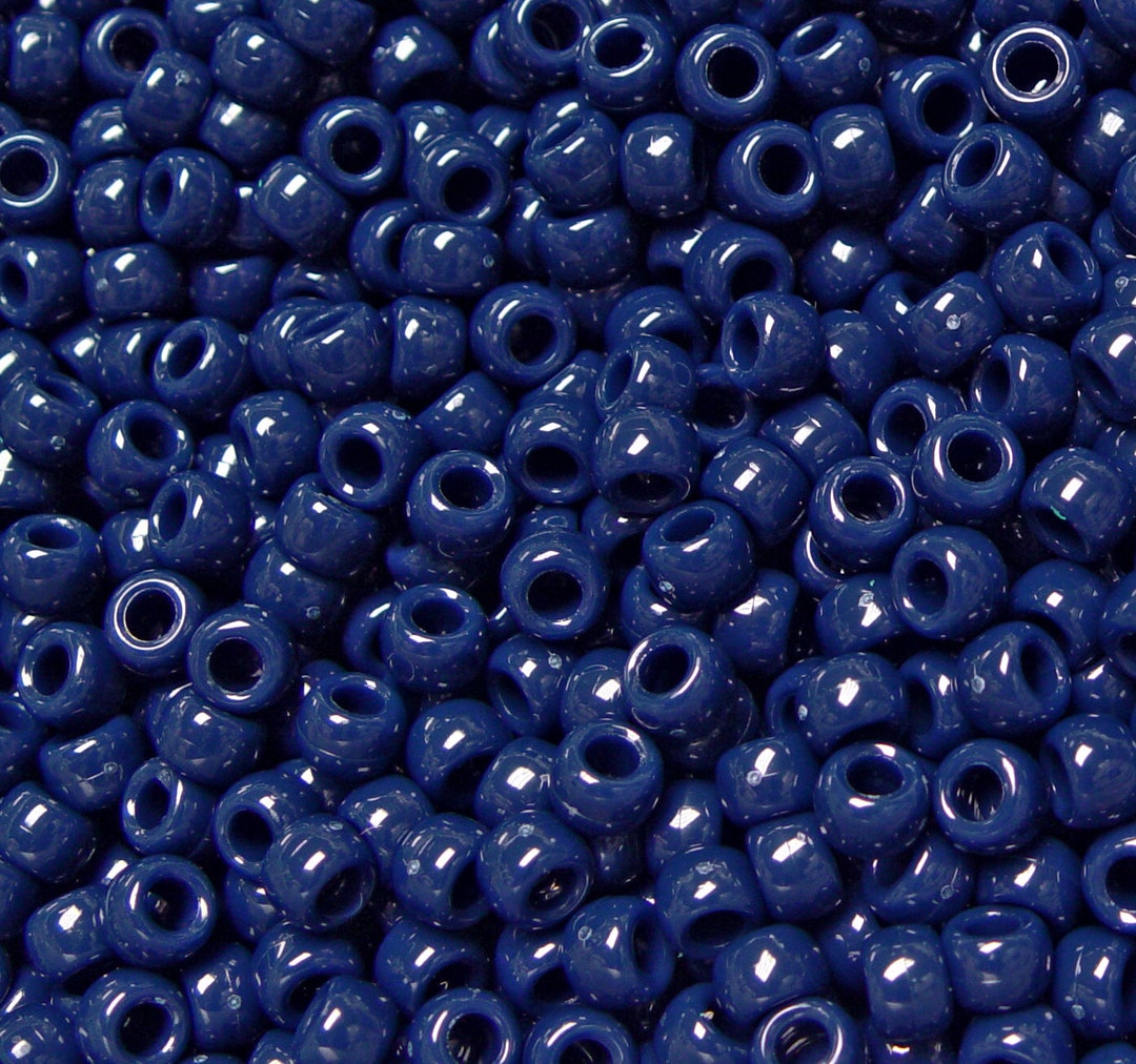 500pc Opaque Navy 9x6mm Pony Beads for School Crafts Hair Decor Kandi ...