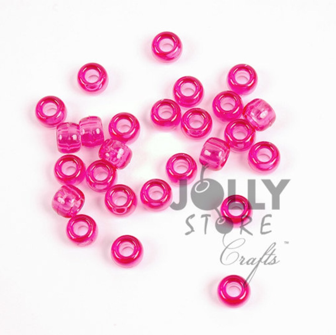 500pc Translucent Hot Pink 9x6mm Pony Beads for School Crafts Hair ...