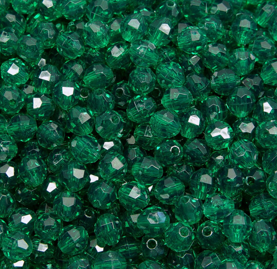 Emerald Green Color 8mm Faceted Round Craft Beads Made in USA - Etsy
