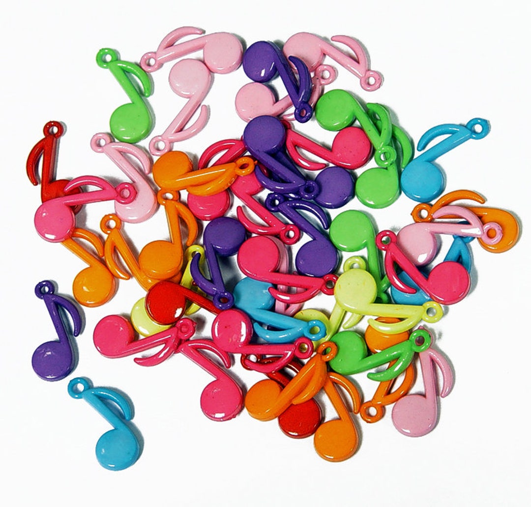 100pc Colorful Music Note Charms Pendants for Bead Jewelry Kids Crafts ...