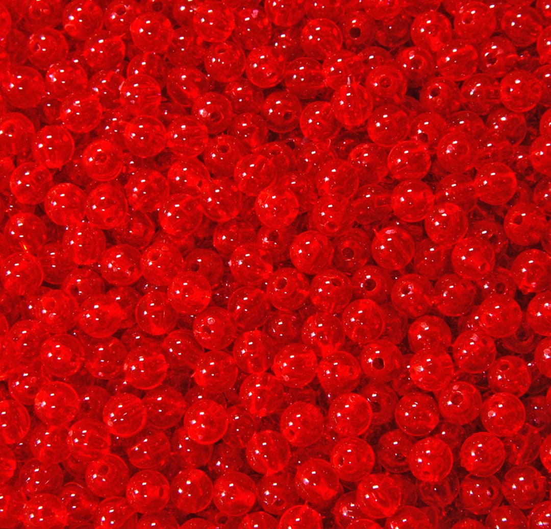 6mm Fire Red Round Beads 500pc Made in USA for School Fishing Lures ...