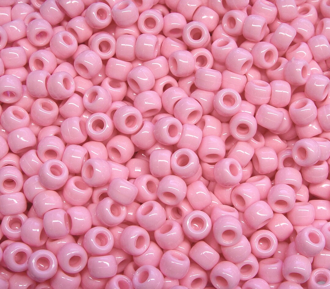 Opaque Pink 9x6mm Pony Beads 500pc., Made in the USA for School Crafts ...