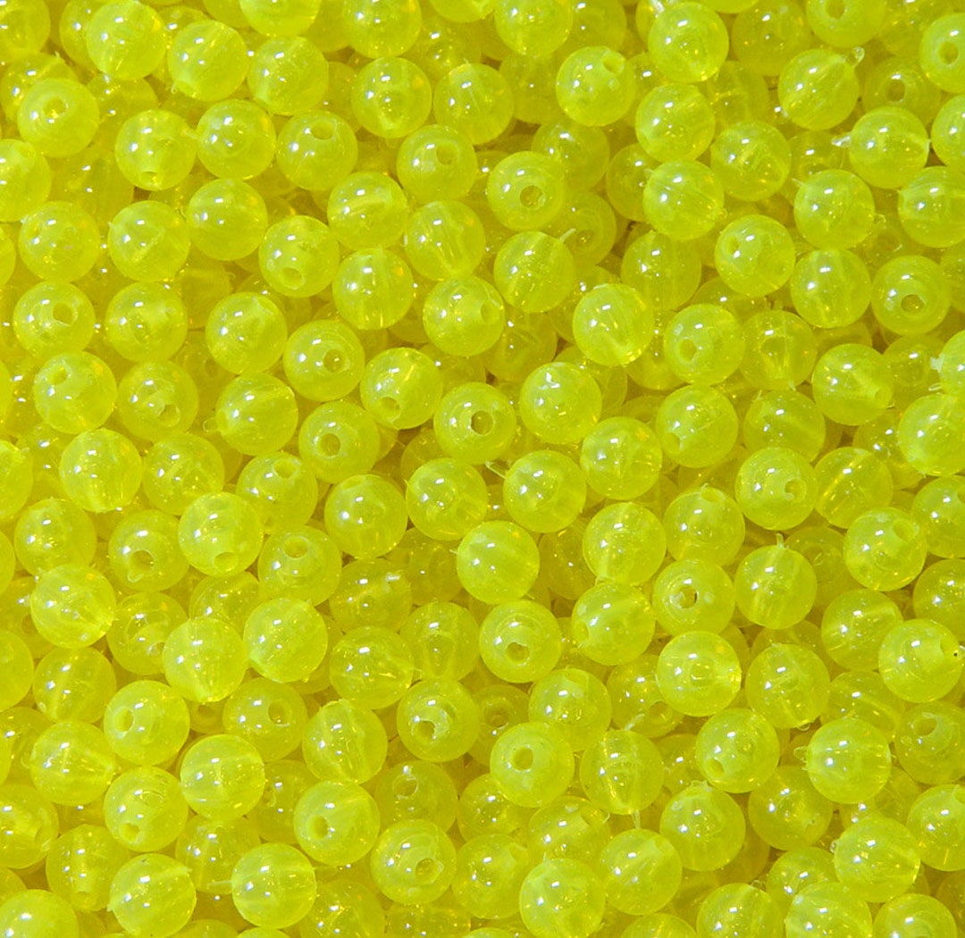 6mm Lure Yellow Round Beads 500pc Made in USA for School Fishing Lures ...