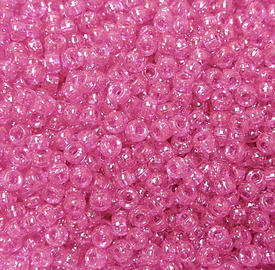 1,000 Hot Pink Sparkle 6.5x4mm Mini Pony Beads Made in USA for School ...