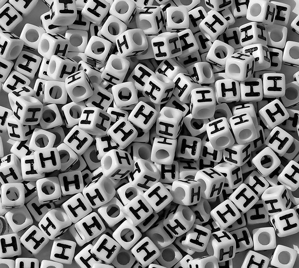 Letter-h 7x7mm Cube Alphabet Beads Brite White With Glossy - Etsy