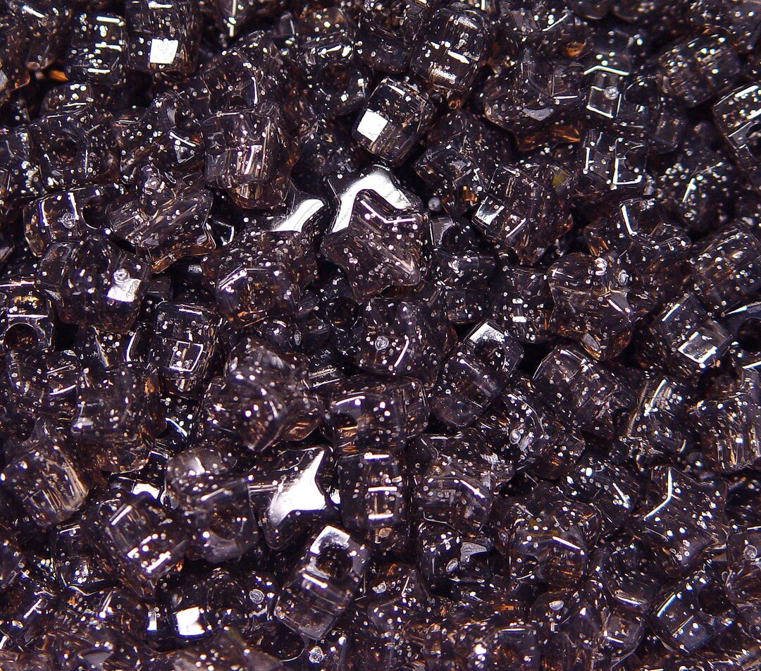 Jet Glitter Sparkle Stars Beads 100pc Made in USA Crafting Beading Hair ...
