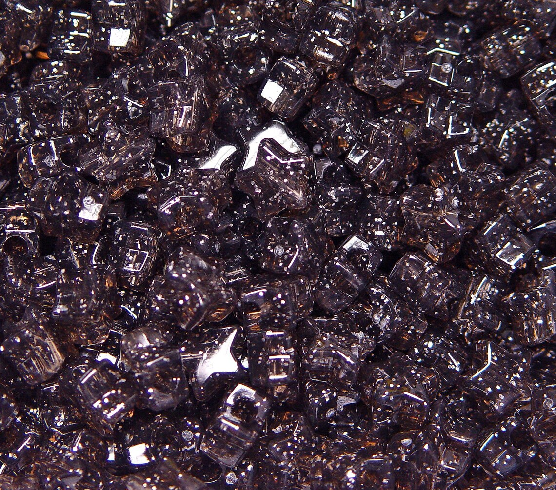 Jet Glitter Sparkle Stars Beads 100pc Made in USA Crafting | Etsy