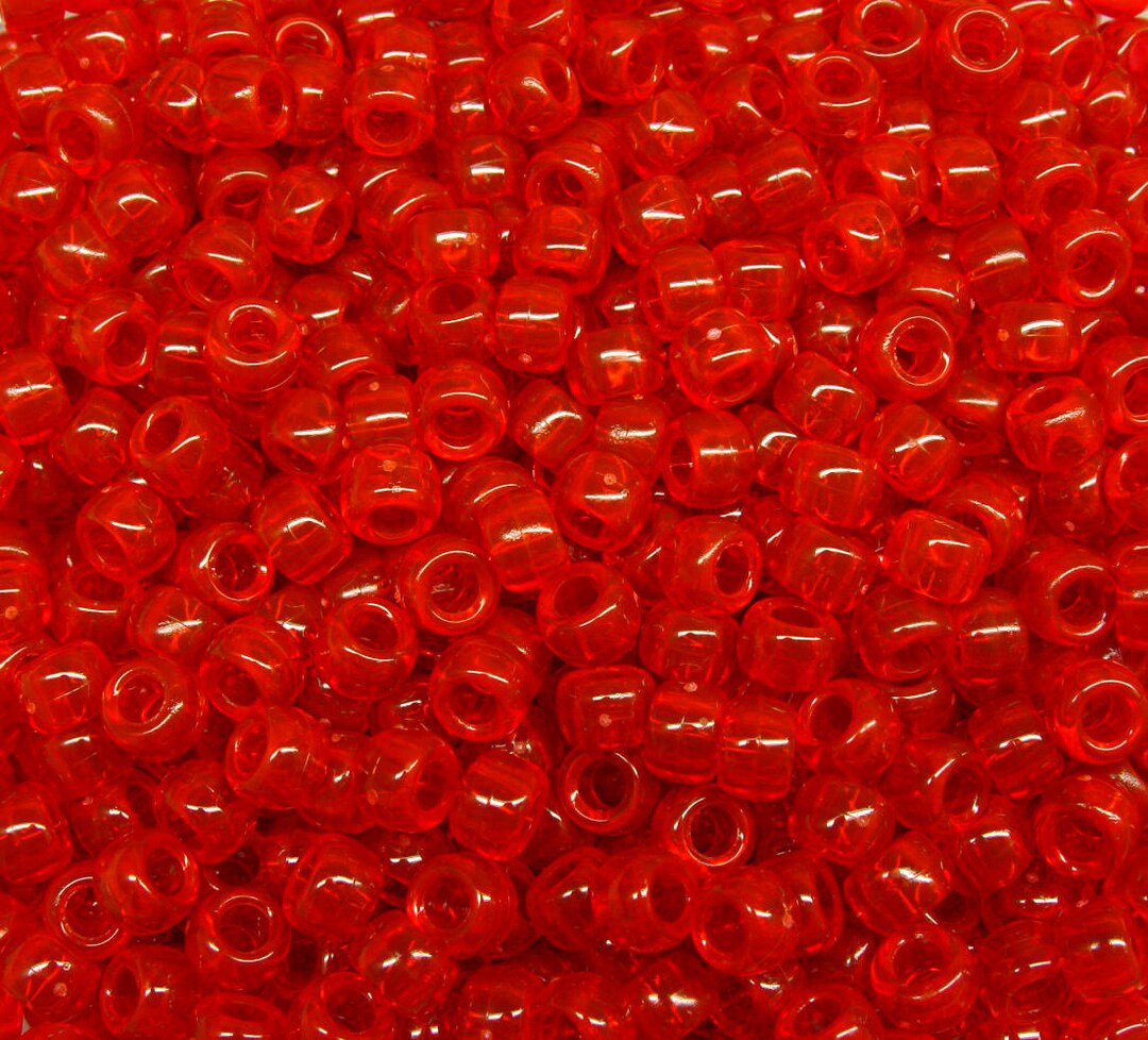 9x6mm Pony Beads Fire Red Color, 500pc Made in USA for School Crafts ...