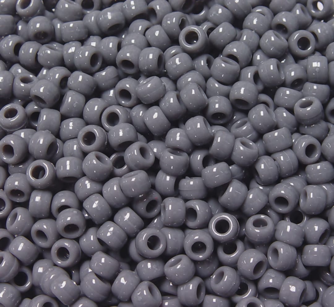 9x6mm Pony Beads, Opaque Dark PVC Gray, 500pc, Made in America, Jolly ...
