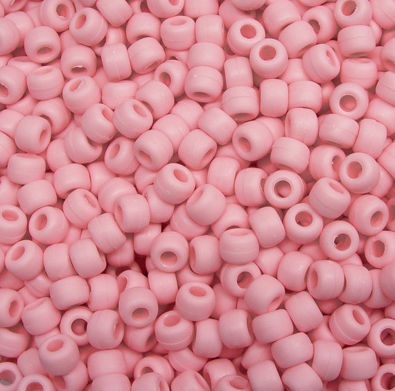 Matte Pink 9x6mm Pony Beads 500pc Made in USA for School - Etsy