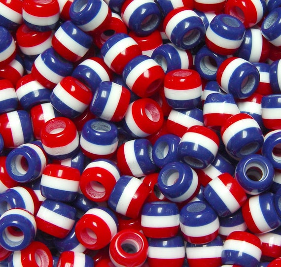 Patriotic Red White and Blue Stripes 50pc 11x10mm Pony Hair | Etsy