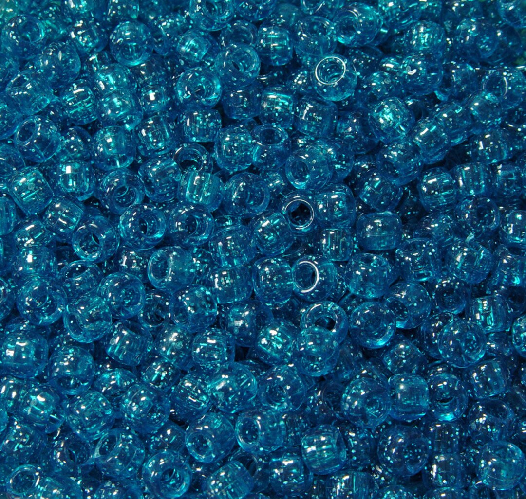 500pc Teal Sparkle Glitter 9x6mm Pony Beads Made in USA - Etsy