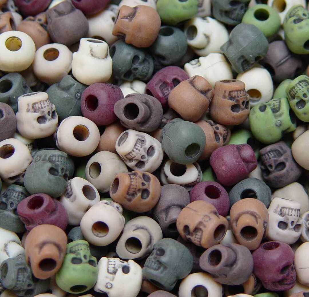 Camouflage Skull Pony Beads Made in USA Halloween Goth Paracord Jewelry ...