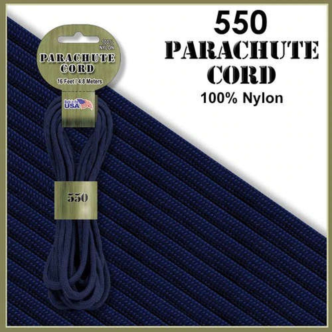 Navy Blue 550 Paracord Parachute Cord 100% Nylon 16ft. Made in America ...