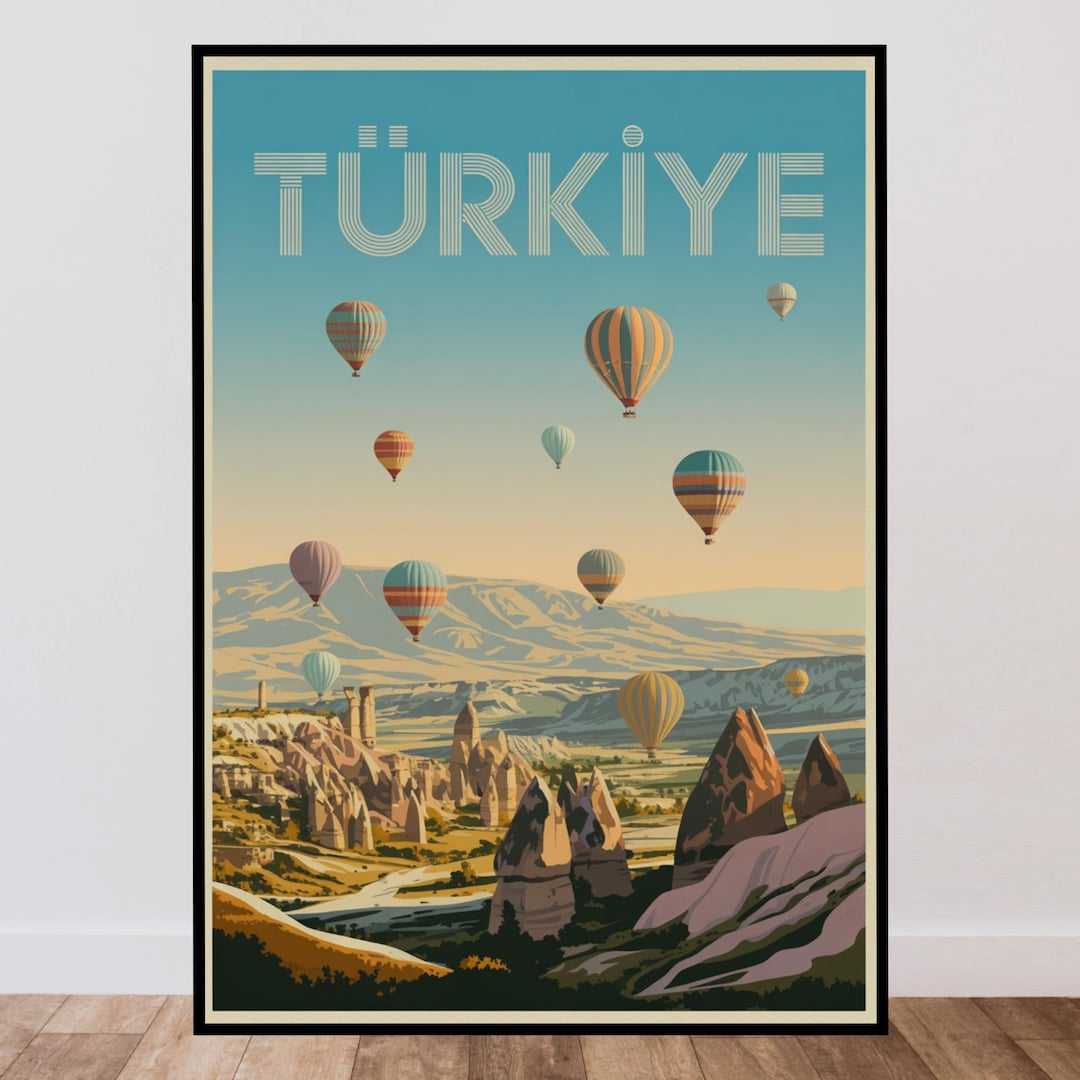 Turkiye Travel Poster, Cappadocia Retro Poster, Vintage Minimalist ...