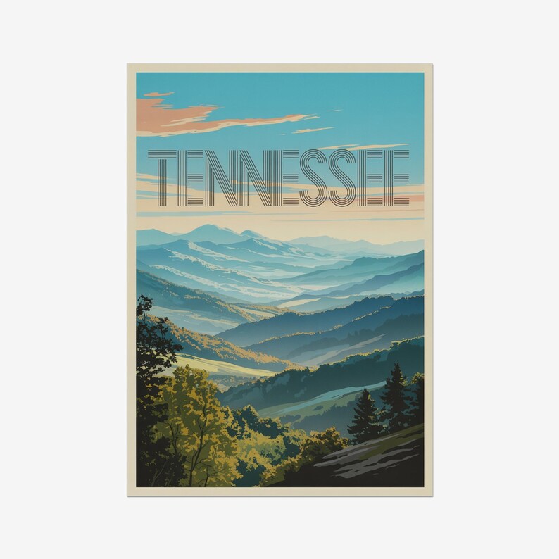 Tennessee Travel Poster, USA Wall Art, Vintage Minimalist Design - Etsy UK