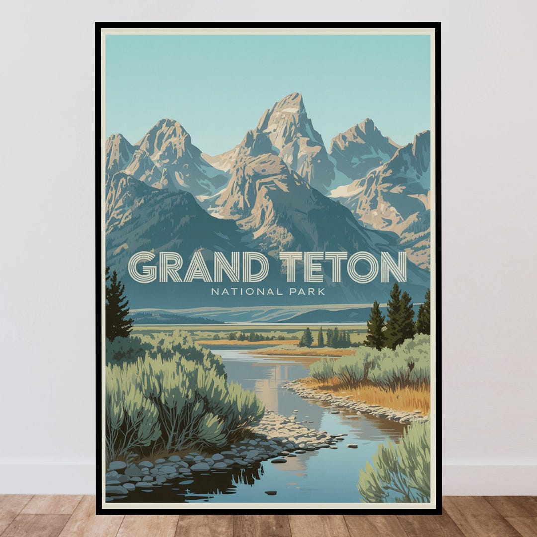 Grand Teton National Park Travel Poster, Wyoming Vintage Poster ...