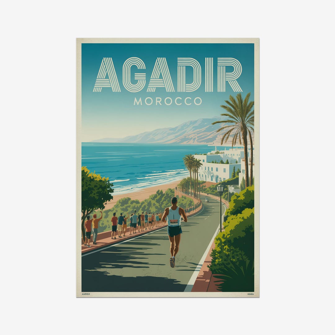 Vintage Triathlon Poster, Agadir, Morocco, Run - Etsy
