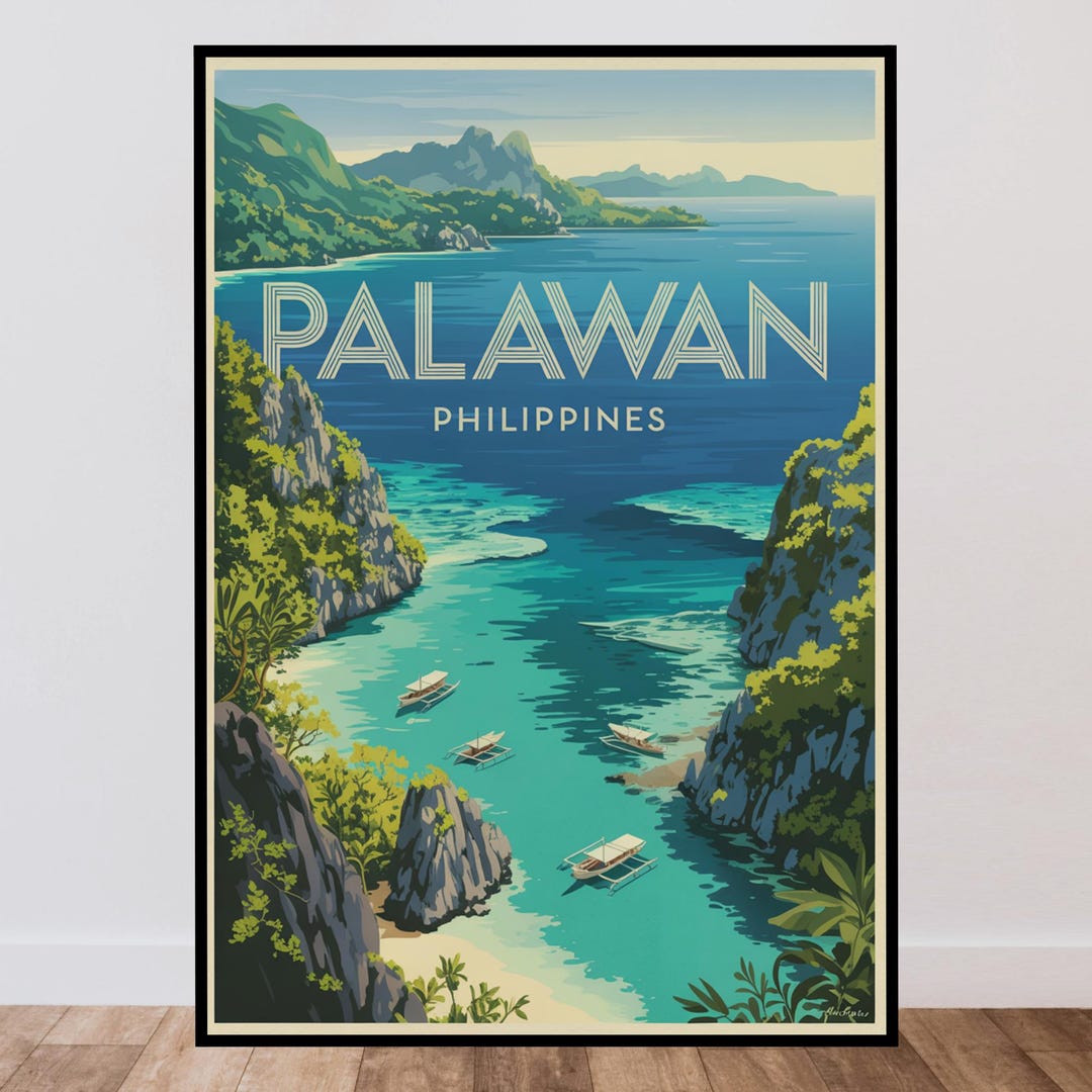 Palawan Travel Poster, Philippines Retro Poster, Vintage Minimalist ...