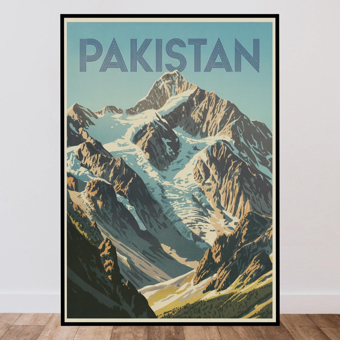 Pakistan Travel Poster, Central Asia Wall Art, Vintage Minimalist ...