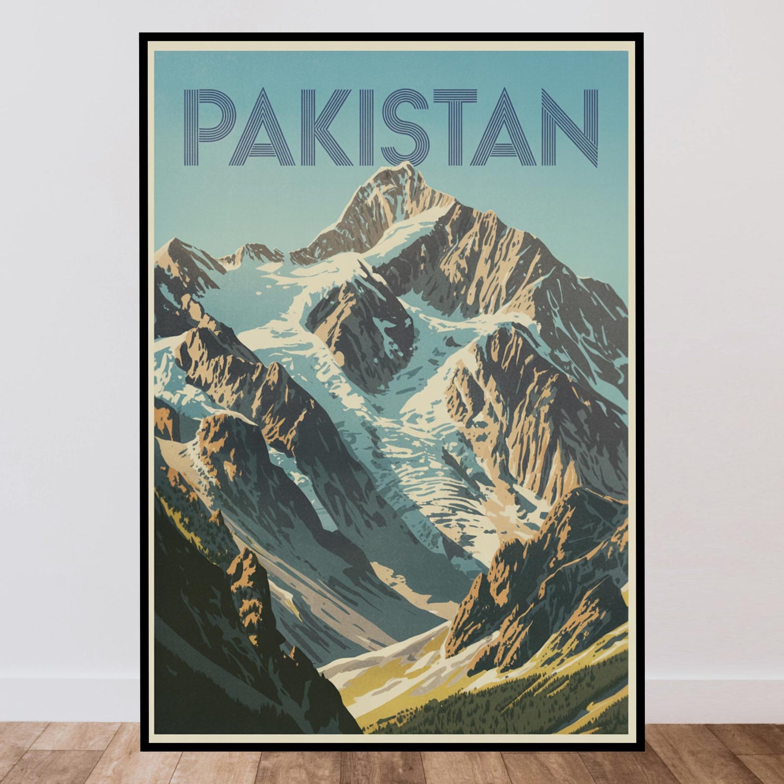 Pakistan Travel Poster, Central Asia Wall Art, Vintage Minimalist ...