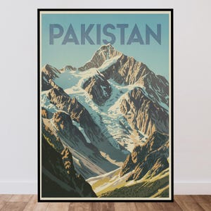 Pakistan Travel Poster, Central Asia Wall Art, Vintage Minimalist ...