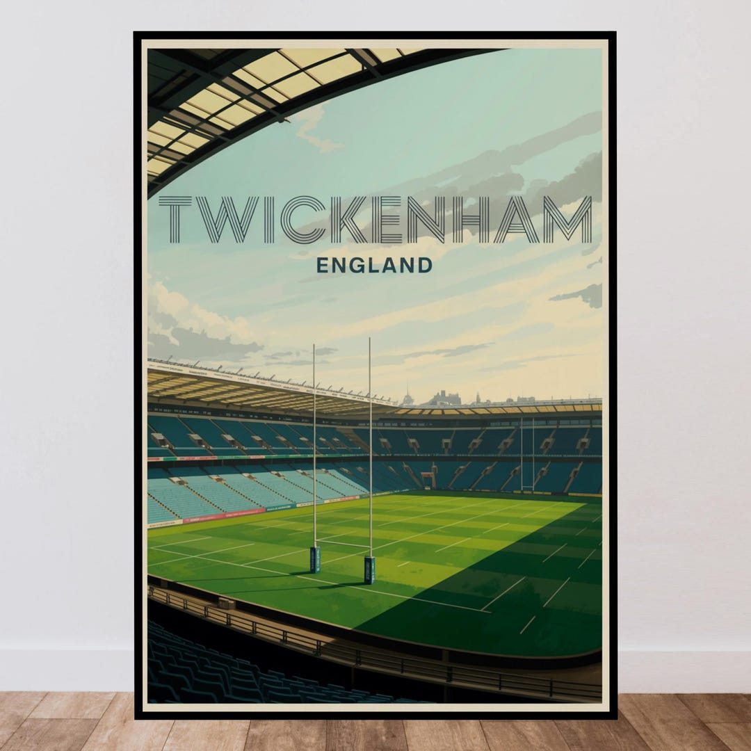Twickenham Rugby Stadium Vintage Poster, England Retro Poster ...