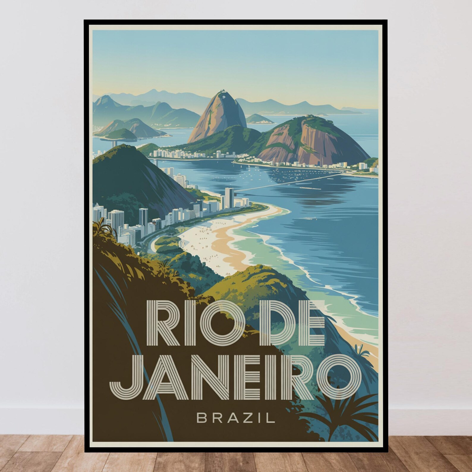 Rio De Janeiro Travel Poster, Brazil Wall Art, Vintage Minimalist ...
