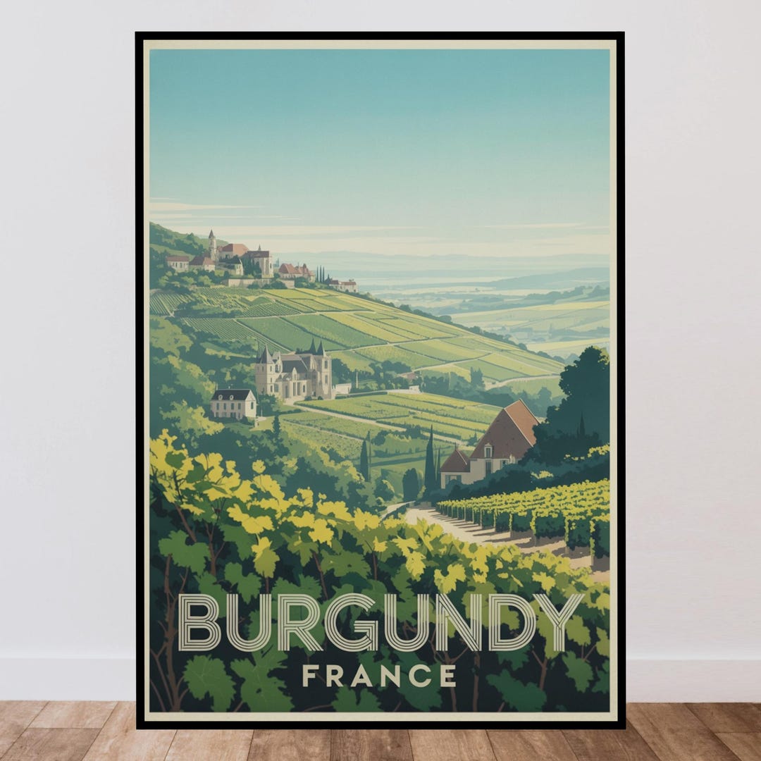 Burgundy Vineyard Vintage Poster, French Wine Region Wall Art - Etsy
