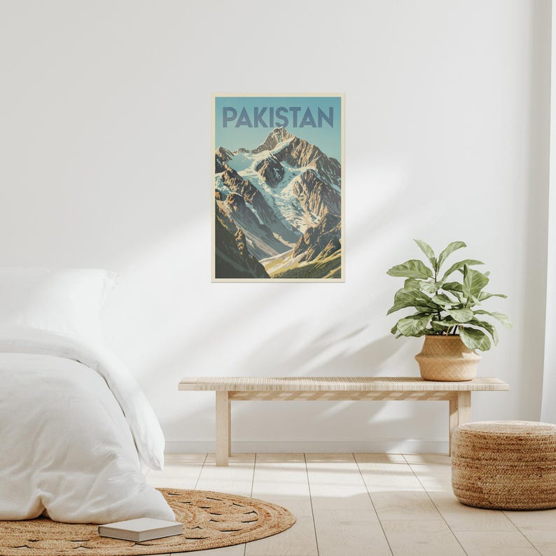 Pakistan Travel Poster, Central Asia Wall Art, Vintage Minimalist ...