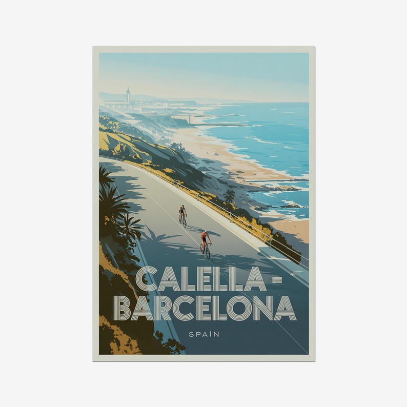 Vintage Triathlon Poster, Calella-barcelona, Spain, Bike, Minimalist ...