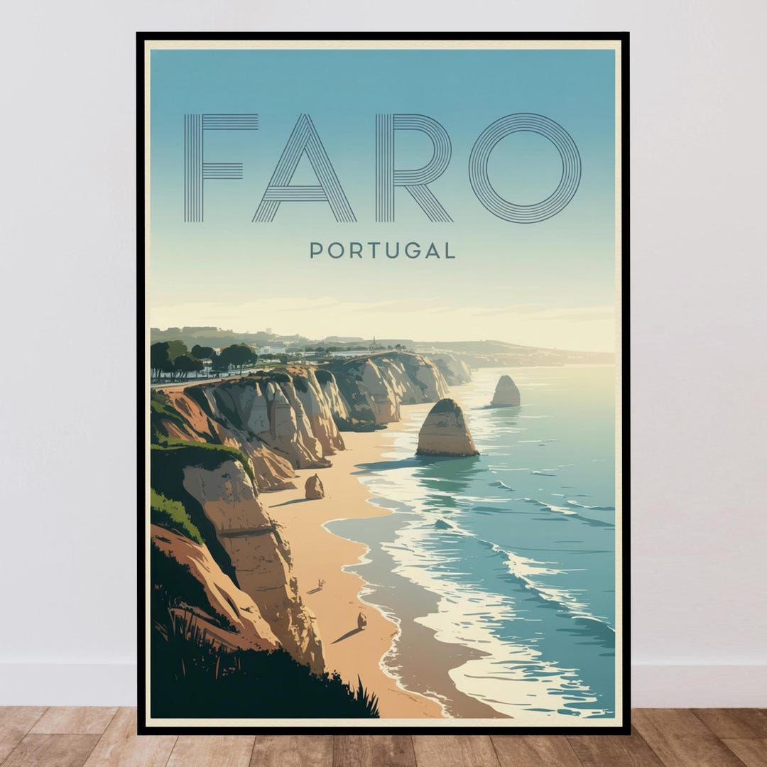 Faro Travel Poster, Portugal Wall Art, Vintage Minimalist Design - Etsy