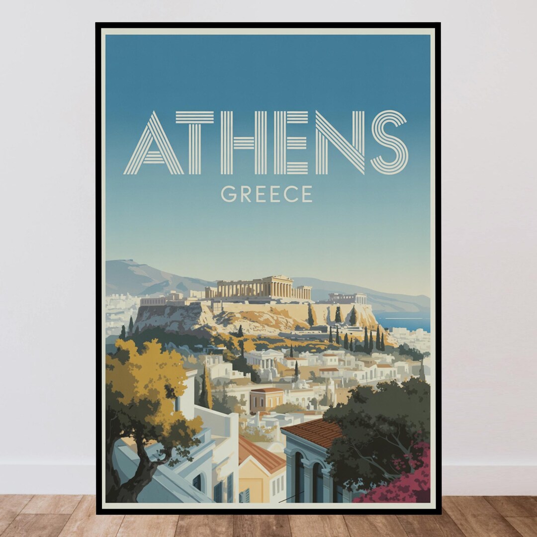 Athens Travel Poster, Greece Retro Poster, Vintage Minimalist Design - Etsy