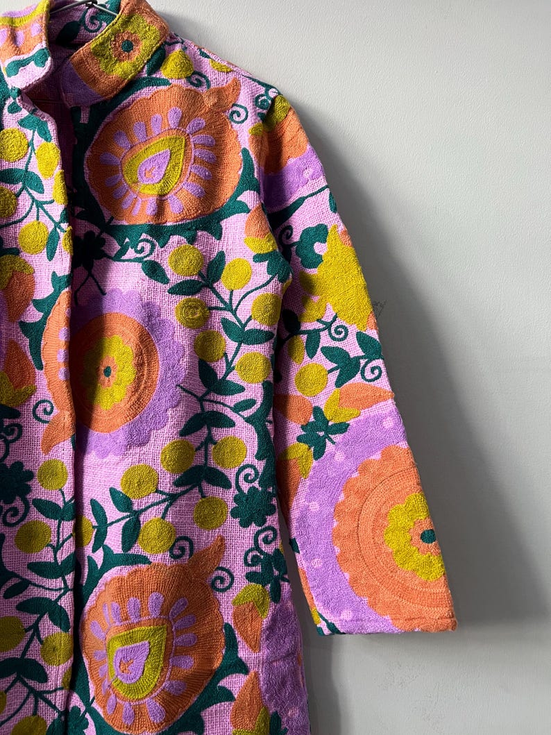 TNT Long Suzani Festive Embroidered Coat | Colorful Floral Outerwear ...