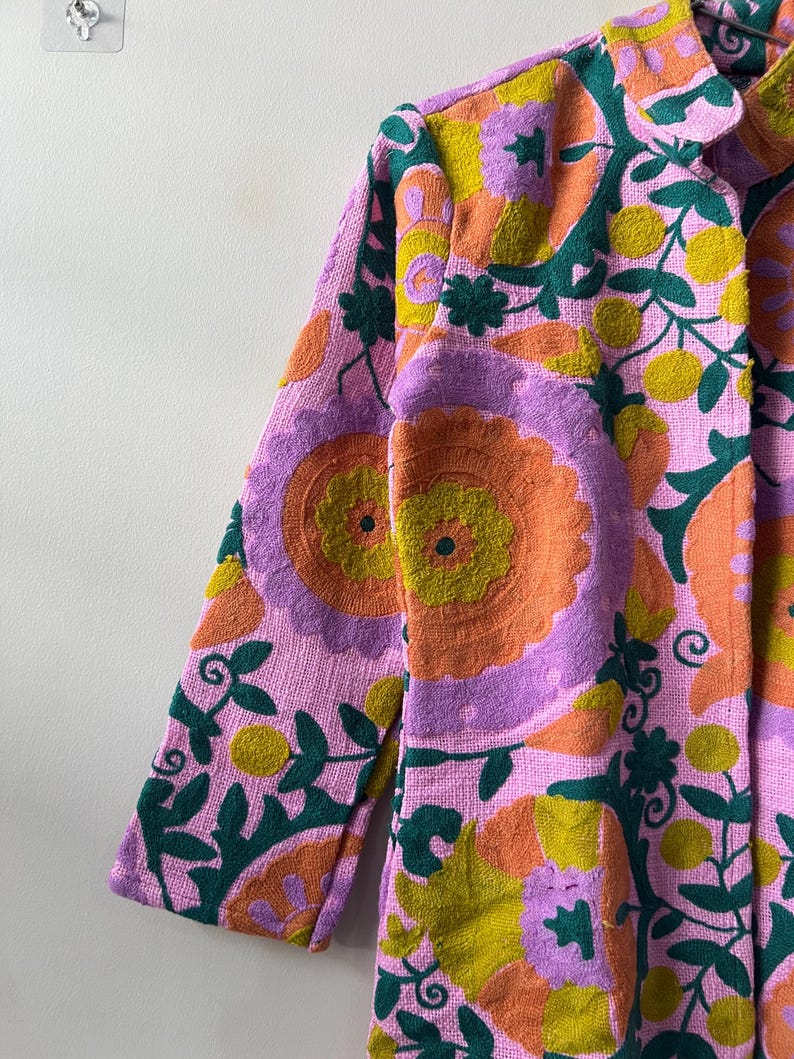 TNT Long Suzani Festive Embroidered Coat | Colorful Floral Outerwear ...