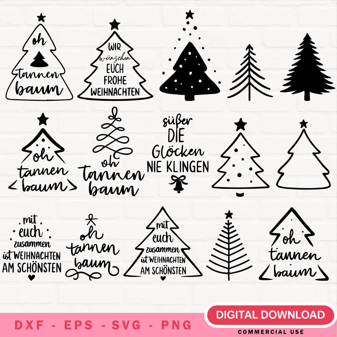 German Christmas Tree SVG Bundle | Weihnachten SVG | Christmas Quotes ...