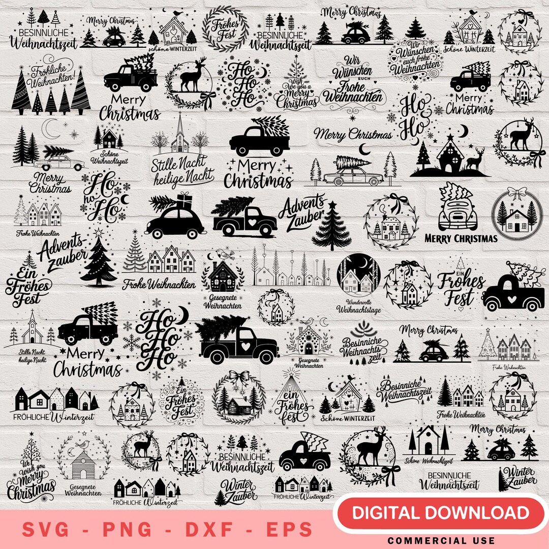 Christmas Houses SVG Bundle: German "weihnachten" Designs (digital ...
