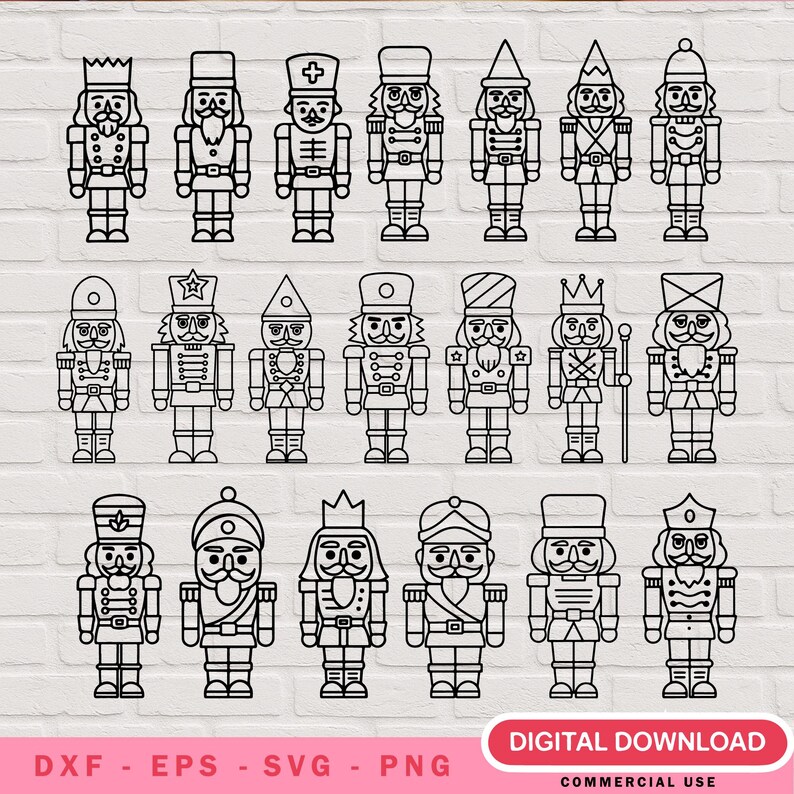 Nutcracker Outline SVG Bundle | Christmas Line Art Clipart (digital ...