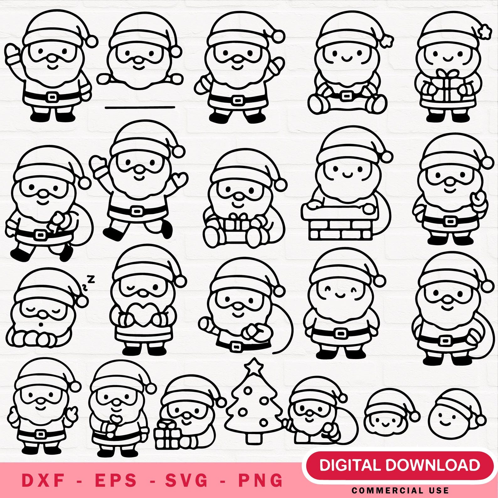 Christmas Santa SVG Bundle | Cute Santa Clipart | Santa Outline SVG ...