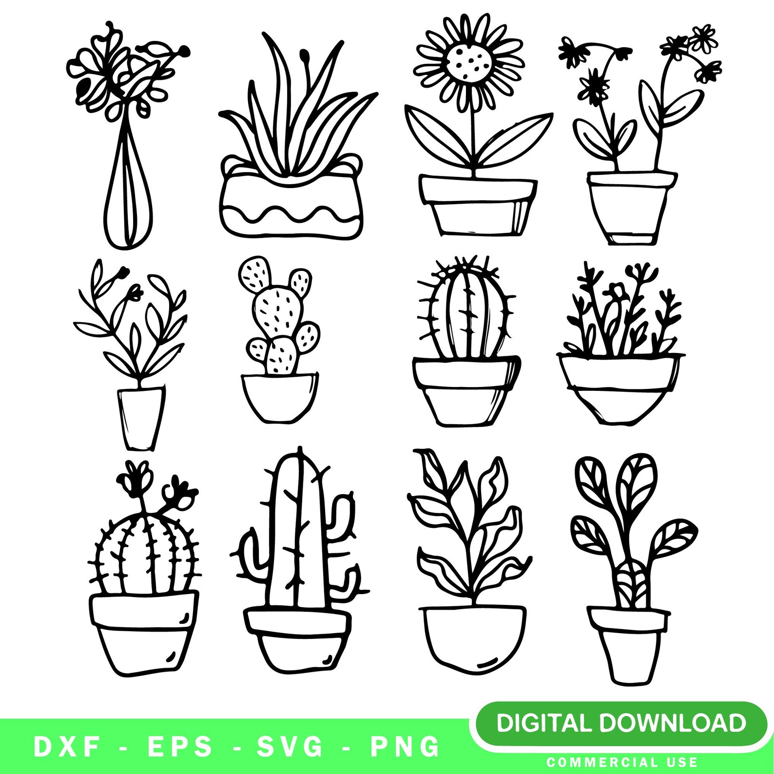 House Plants SVG Bundle: Potted Plant Line Art (digital Download) - Etsy