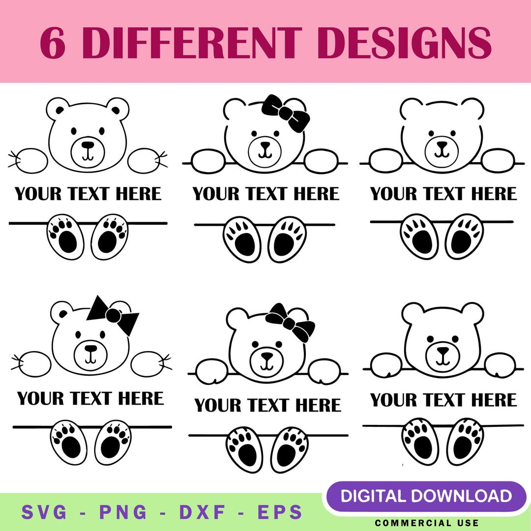 Bear Split Monogram SVG: Rustic Wildlife Cut File - Etsy
