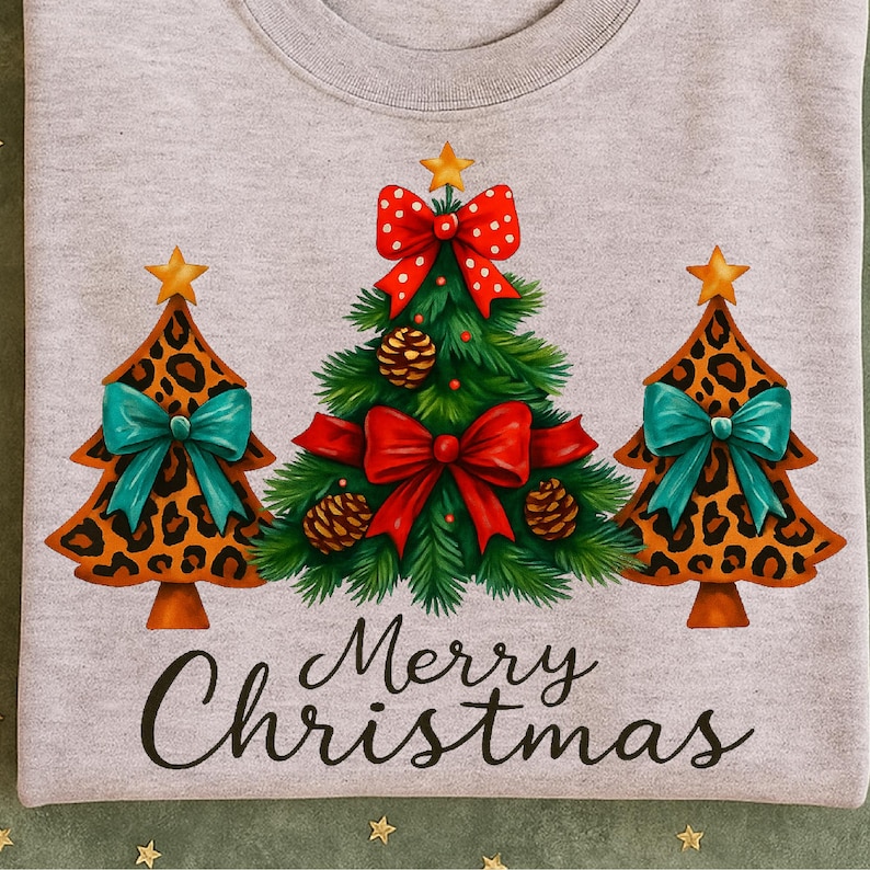 Leopard Print Christmas Tree PNG: Bow Holiday Design (digital Download ...