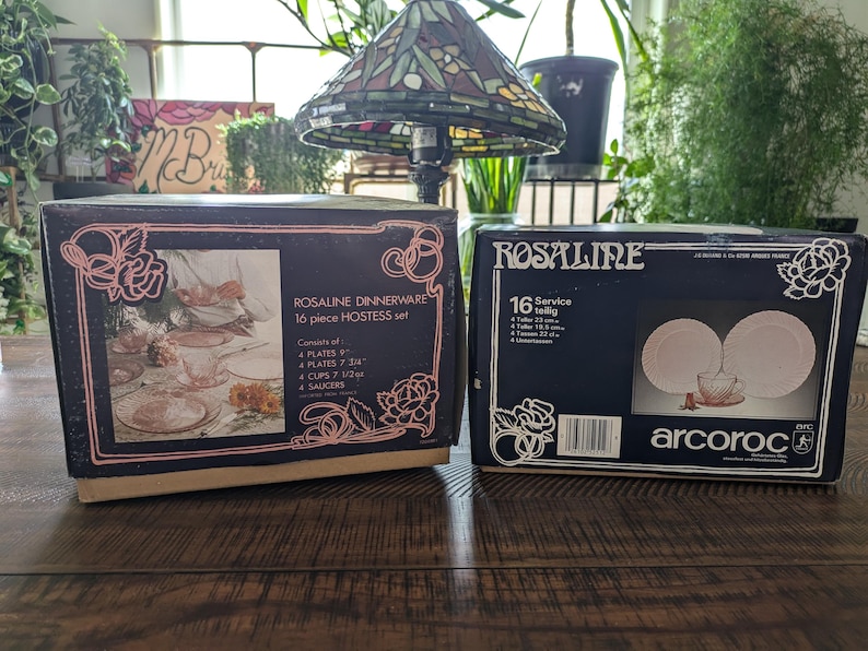 Vintage Arcoroc Rosaline Pink Swirl Dinnerware Set - 16 Piece French ...