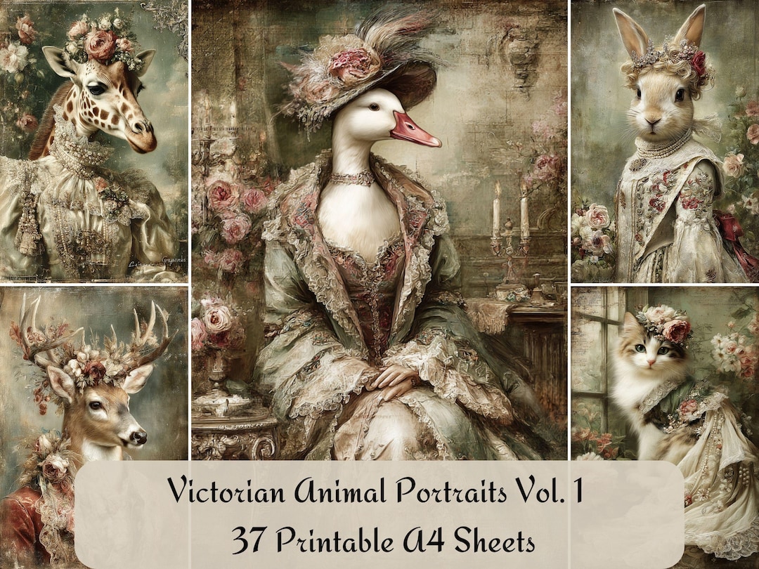 Victorian Animal Portraits Vol. 1 Printable Baroque Ephemera Kit ...