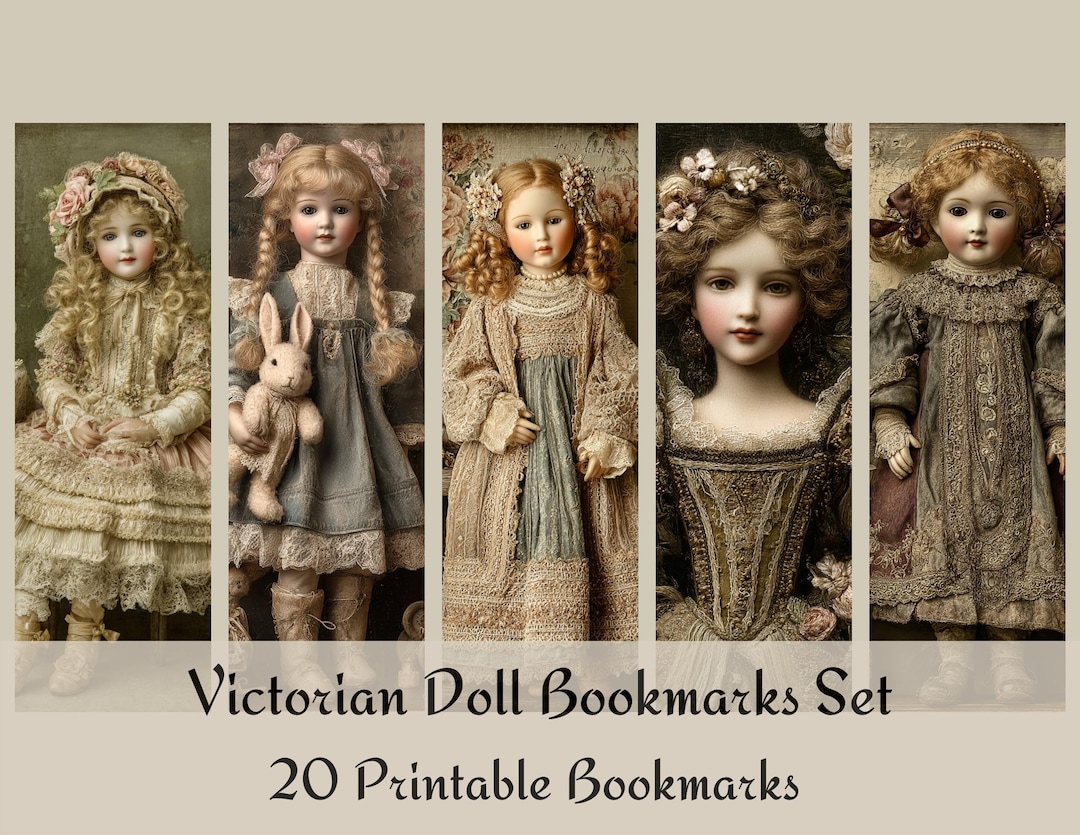 Victorian Doll Bookmarks Set – 20 Vintage Style Digital Bookmarks for ...