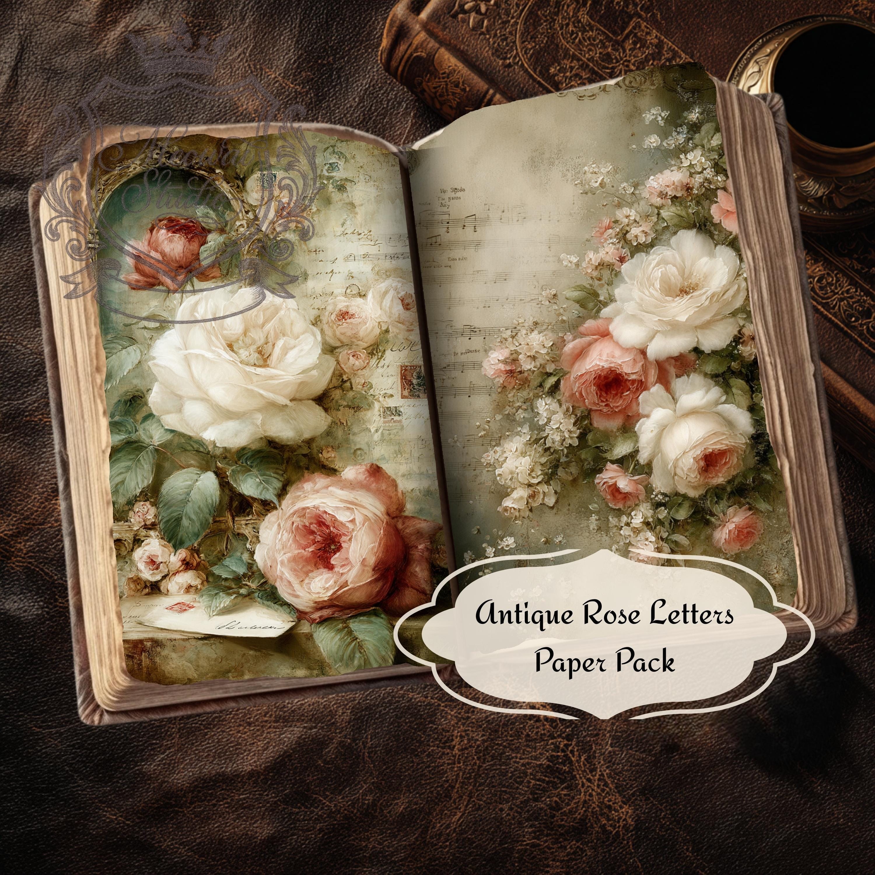 Antique Rose Letters Paper Pack, 40 Printable A4 Pages of Vintage ...