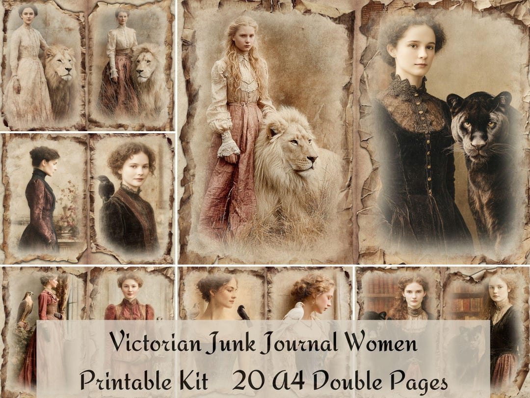 Victorian Junk Journal Women Printable Kit | 20 A4 Double Pages With ...
